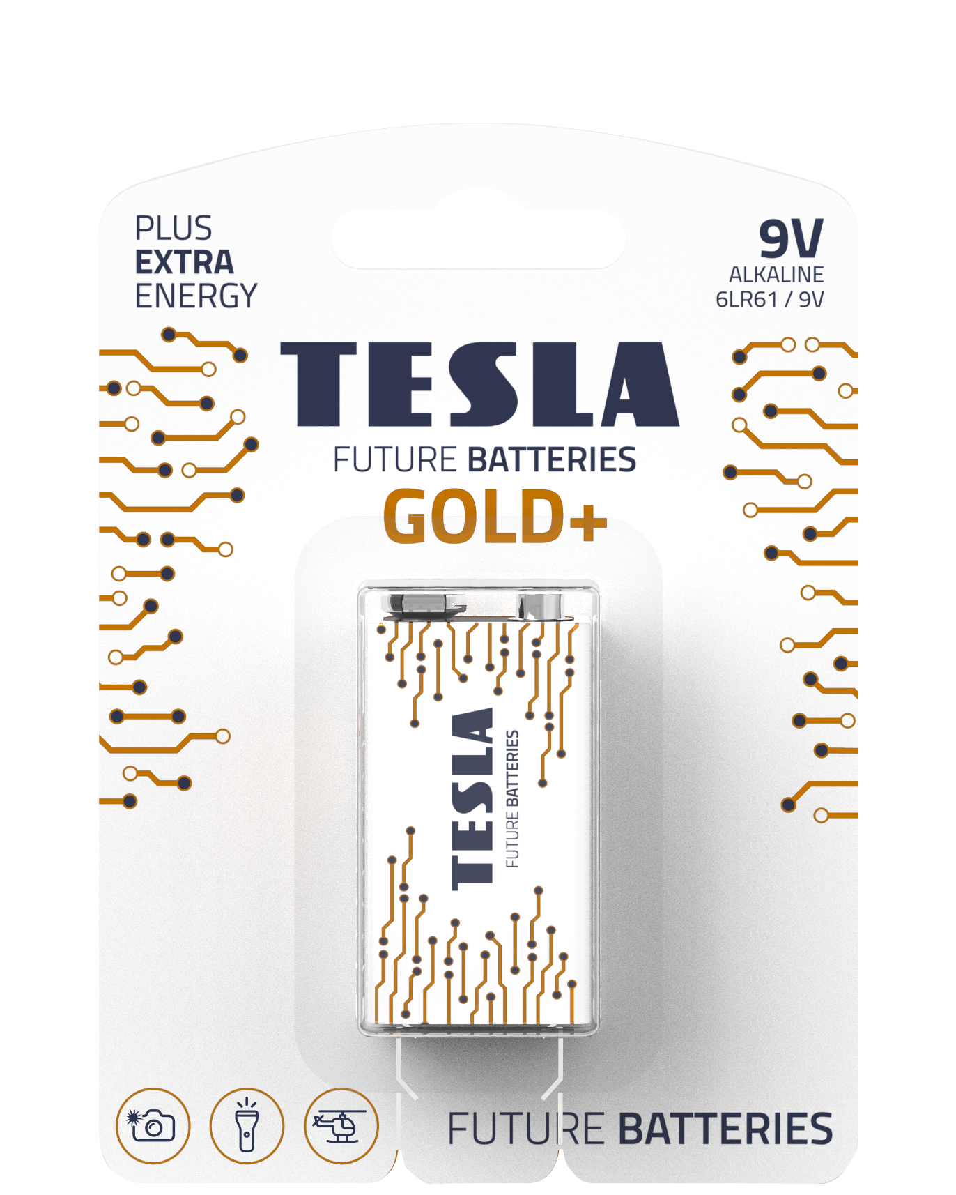 Blister 1 pila Tesla 9V GOLD+ 6LR61 - Pilas y cargadores en Brikum