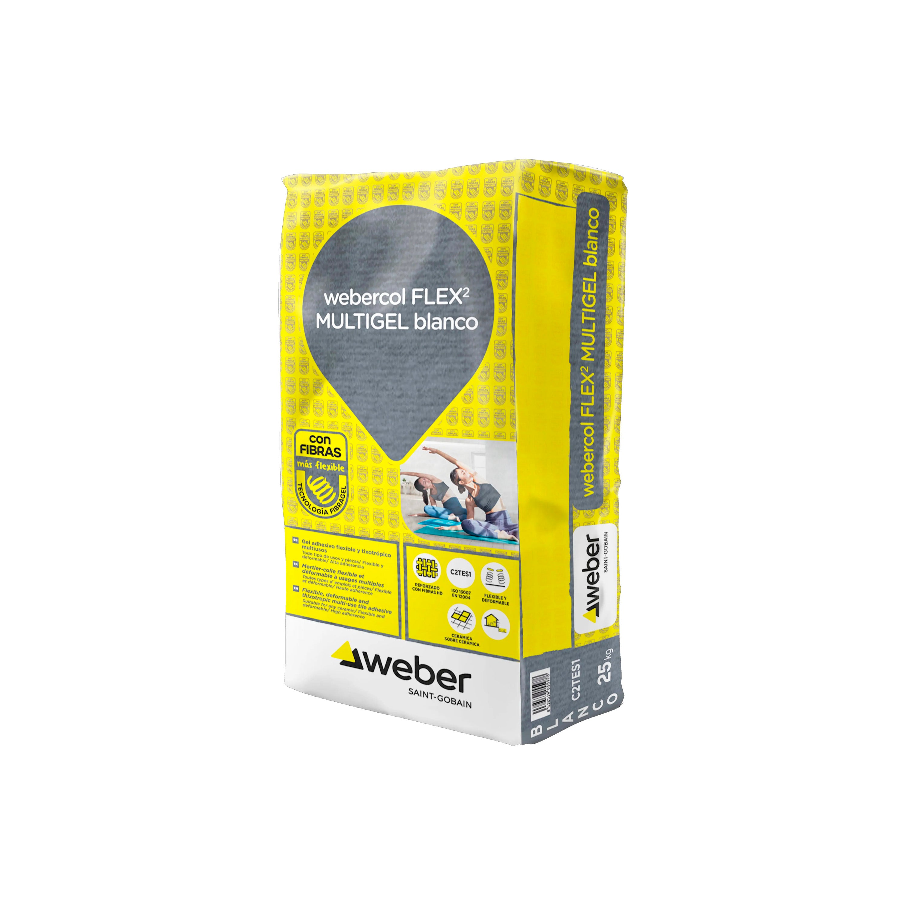 Cemento Cola Flex2 Multigel Blanco Weber 25 kg - Brikum